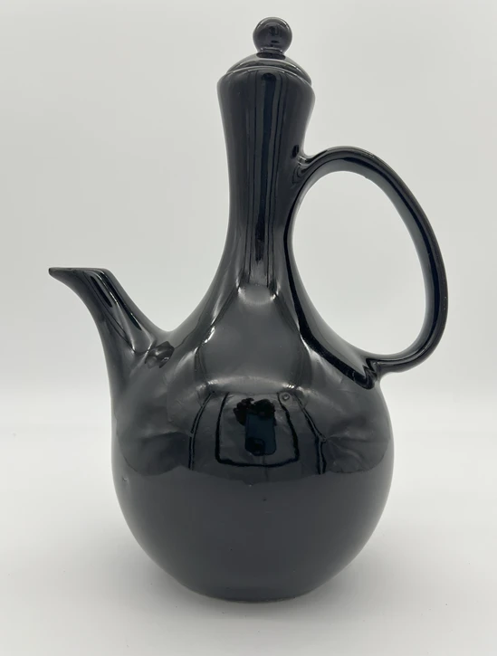Traditional Ethiopian Coffee Pot – Black Ceramic Jebena